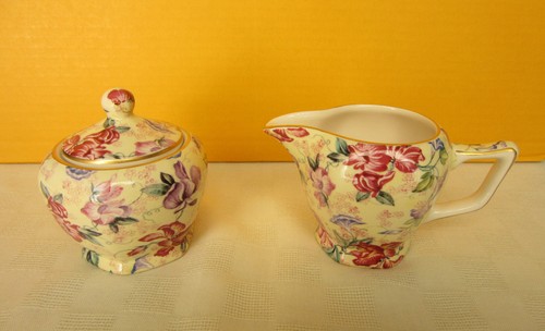 VTG WADE CHINA CREAMER AND SUGAR, CHINTZ PATTERN | eBay