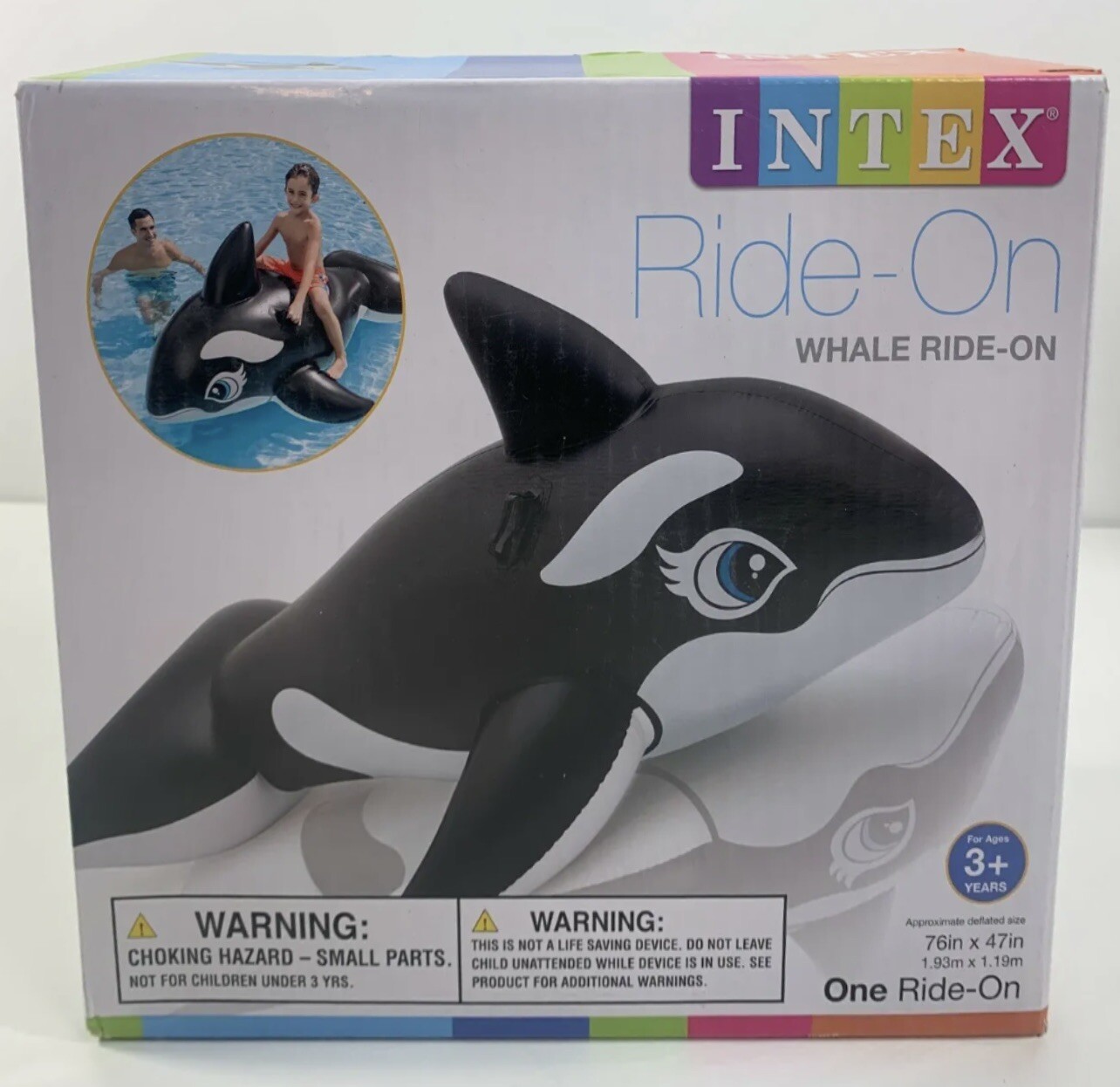 Intex Whale Floatie Kid Ride-On Toy Blow Up Pool Water Raft Float ...