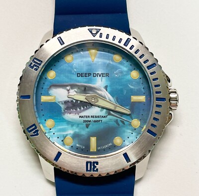 MOD NEW Perry Ellis 46mm Deep Diver Men's Watch Blue Silver PEW02002-03 ...