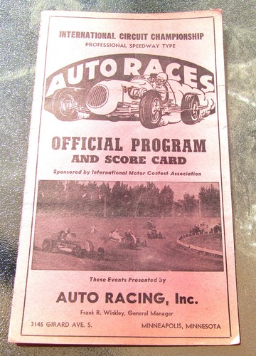 1950s Auto Racing Inc. Minneapolis Minnesota Program And Score Card ...