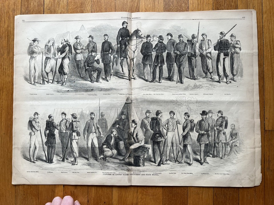 Rare 1861 CIVIL WAR newspaper W CENTERFOLD POSTER of CONFEDERATE ARMY ...