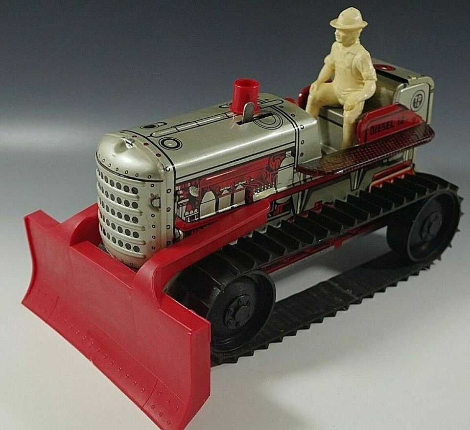 MARX 1950s CLIMBING TRACTOR SPARKLING TRACTOR BLADE HIGHBOY WINDUP TOY ...