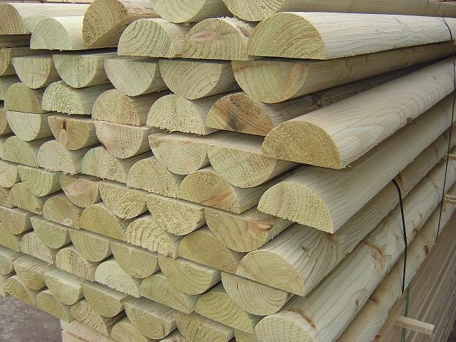Half Round Timber Fencing Rail | 1.8m x 100mm | Treated Wood | Single ...