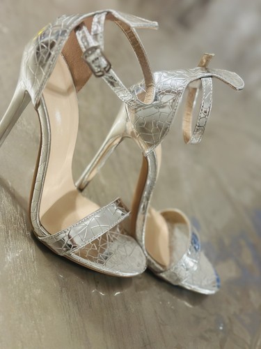 womens fashionable high-heeled champagne colored sandals round toe , | eBay