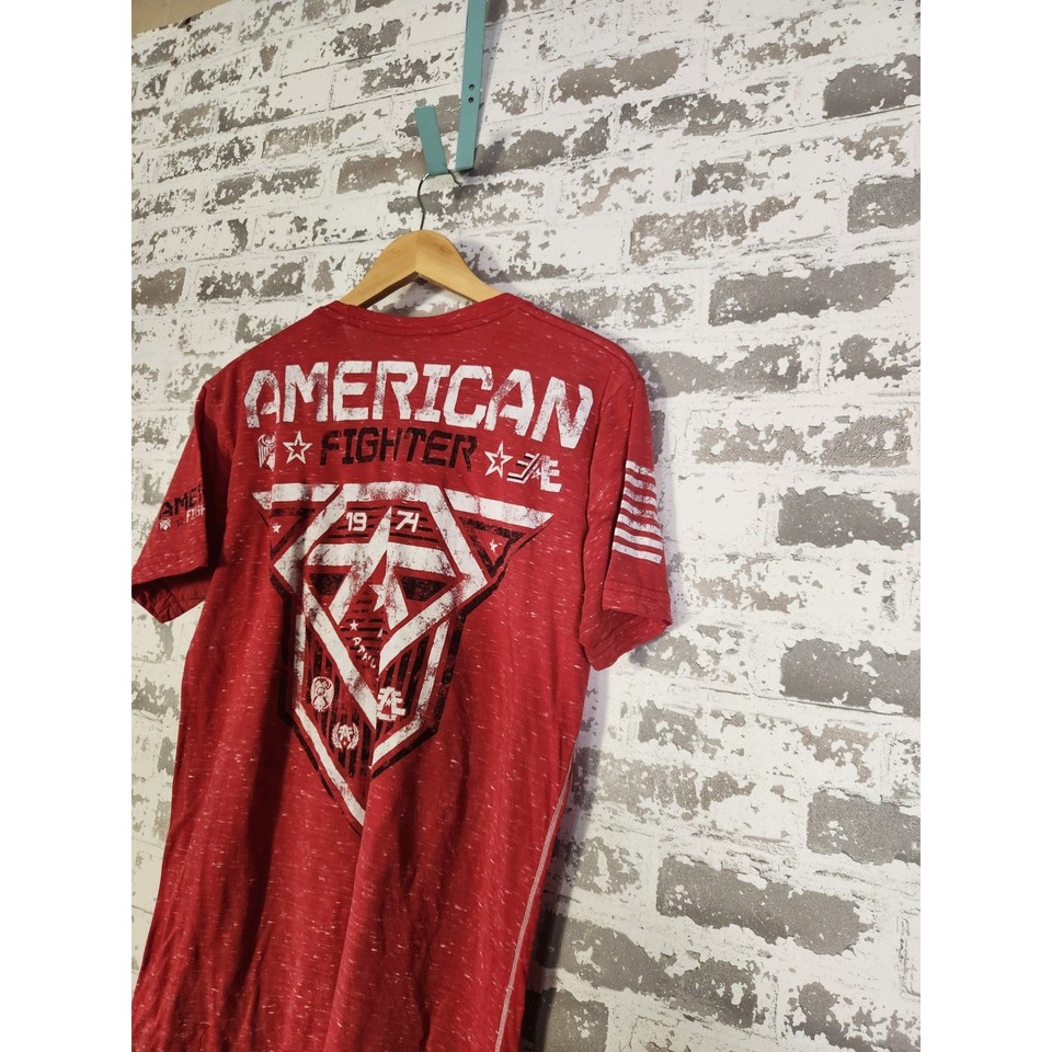 American Fighter Training Division Red Graphic Tee Men's Large Athletic ...