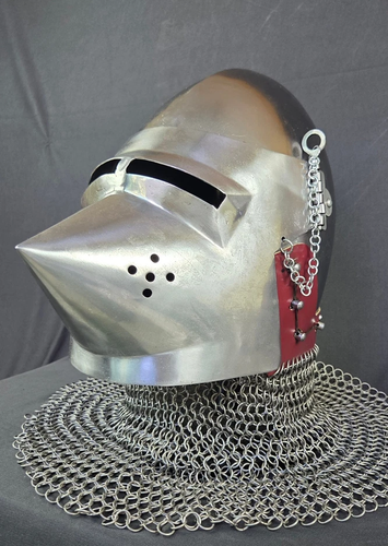 Medieval Knight Bascinet Helmet with Chainmail Aventail Battle Ready ...