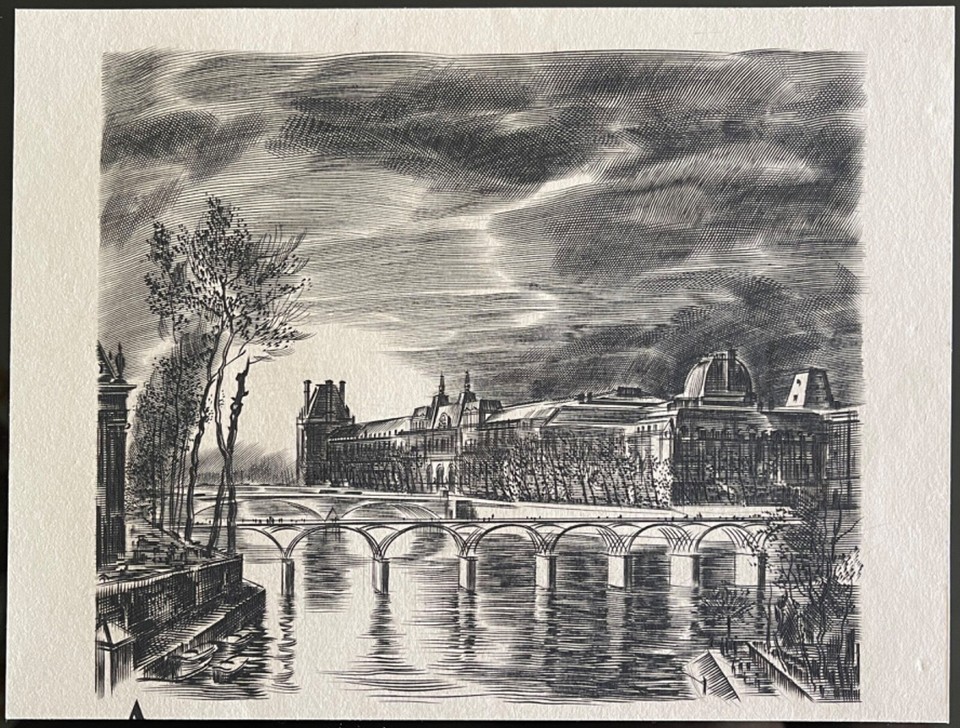 Paris Seine to The Louvre Chisel Per Albert Decaris 1949 France | eBay ...