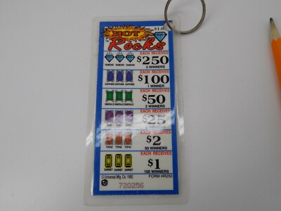 vintage early 90's, laminated Pull Tabs Keychain Key Ring, "Hot-Rocks ...