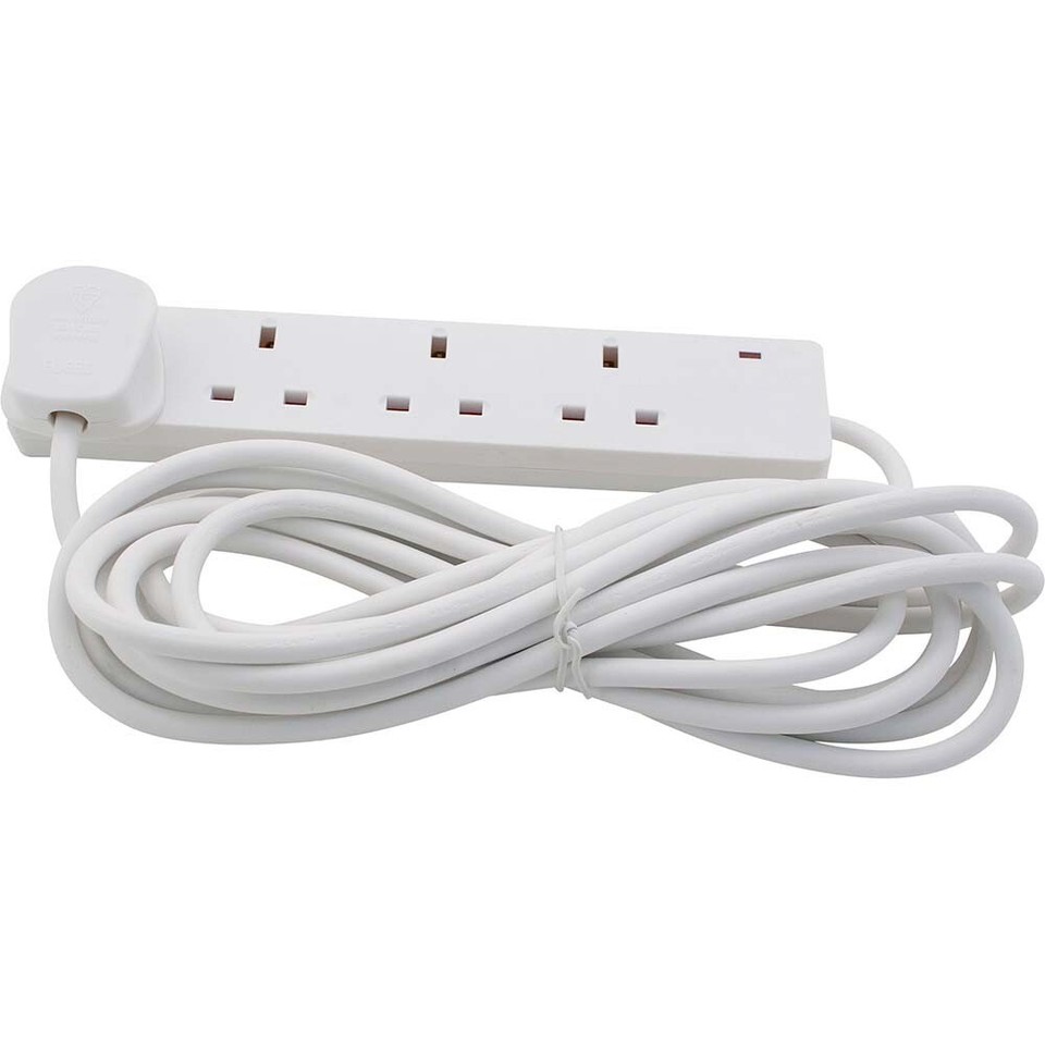 4 WAY 4 GANG EXTENSION LEAD UK MAIN POWER 4 SOCKET 13A ELECTRICITY CORD ...