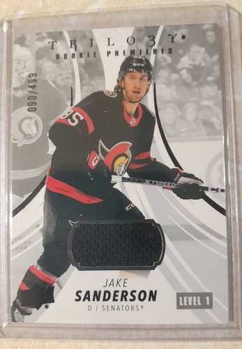 Jake Sanderson 2022-23 UD Trilogy Rookie Premieres Jersey RC Card 090/ ...