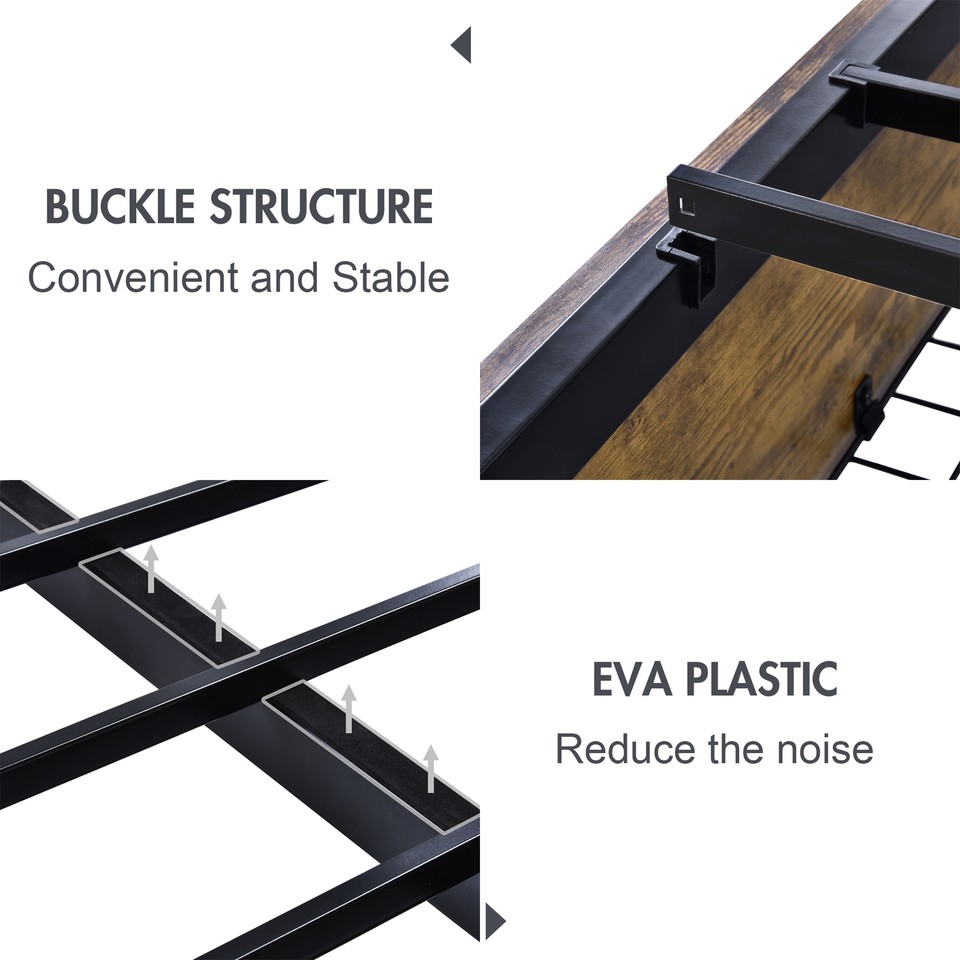 Full Size Metal Frame Bed with 4 XL Light Drawers, Large Storage Space ...