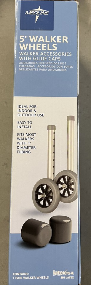 Medline 5 Inch Walker Wheels Walker Accessories w Glide Caps New In Box ...