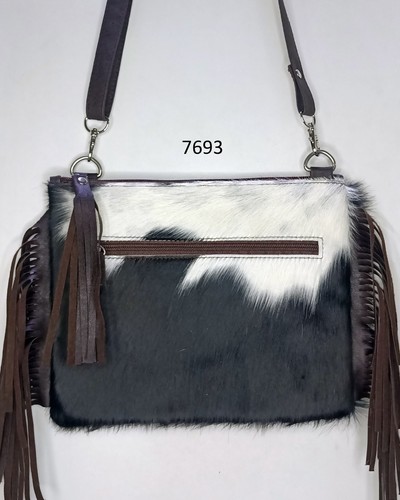 Real Cowhide Cross body Purse Handbag & Hand Clutch Cow Hide Leather ...