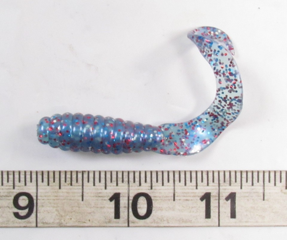 25 NEW 2" Grub Sickle Tail Blue Obake Fire Soft Fishing Lure Bait 1D1 ...