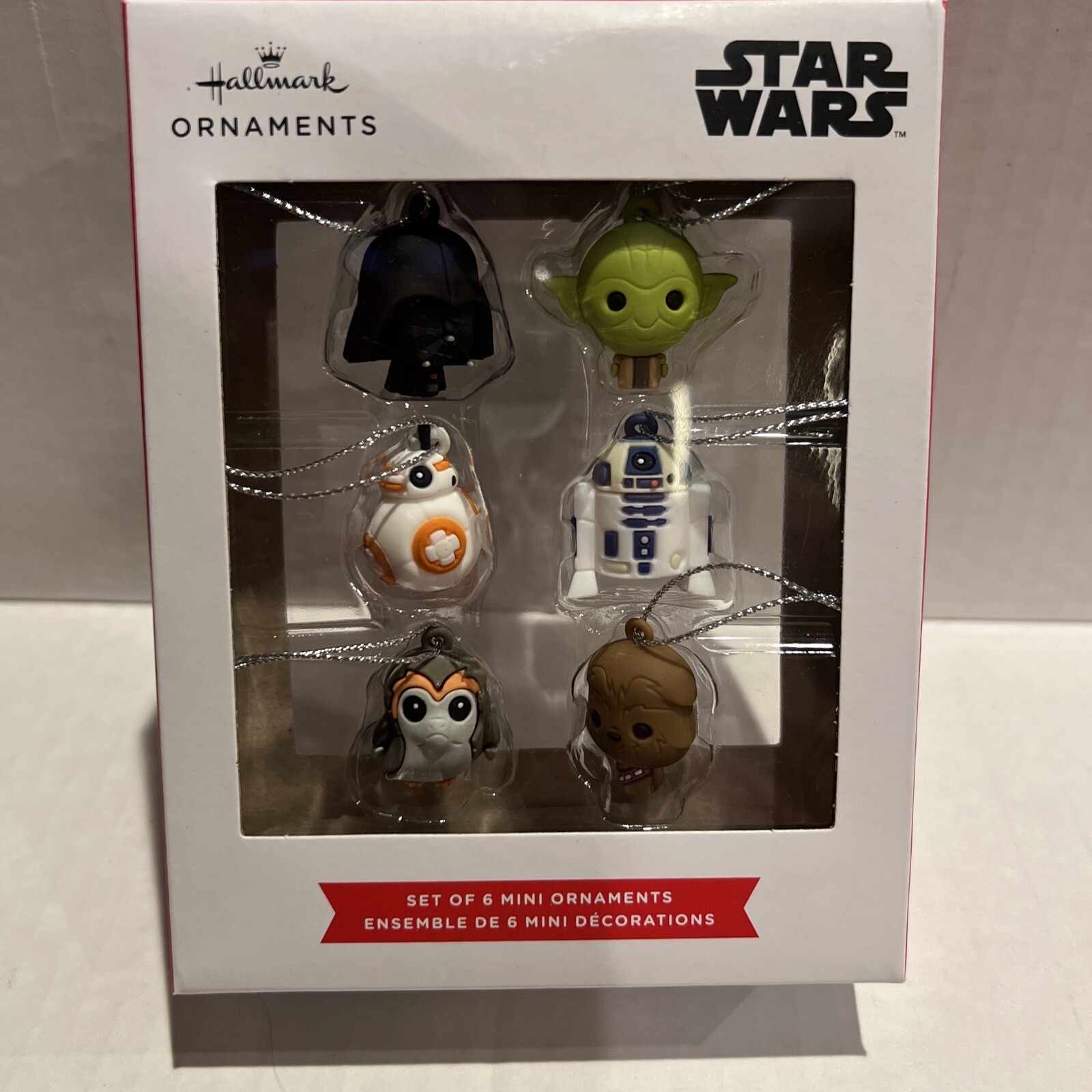 NEW 2021 Hallmark Star Wars 6 Pack Miniature Mini Ornaments Yoda Porg ...
