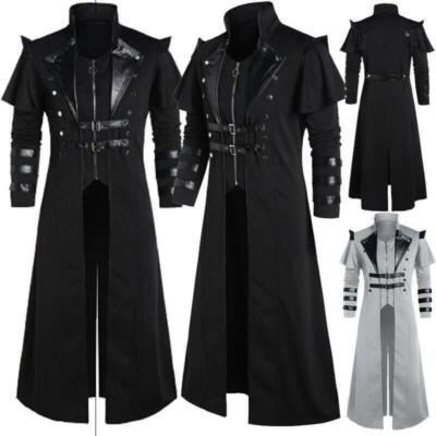 Oversized Gothic Long Coat XIAXOGOOL Men's Steampunk Trench Coat ...