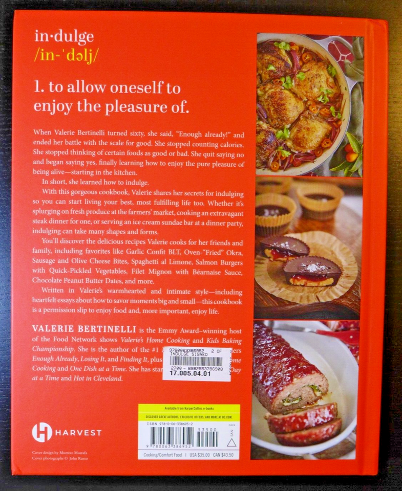 VALERIE BERTINELLI /ACTRESS AUTOGRAPHED "INDULGE" NEW SIGNED COOKBOOK ...