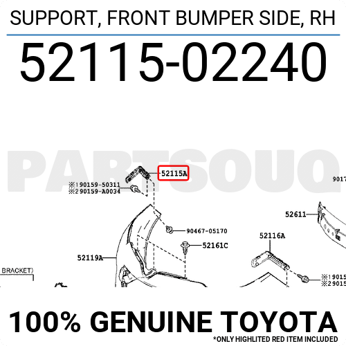 5211502240 Genuine Toyota SUPPORT, FR BUMPER 52115-02240 | eBay