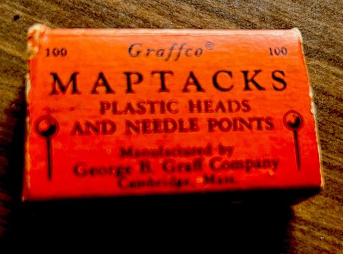 Vintage Box of Graffco Maptacks Map Tack RED Plastic Heads & Needle ...
