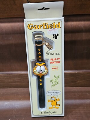 Vintage 1978 Garfield The Cat Flip It Watch LCD Quartz [BRAND NEW] | eBay