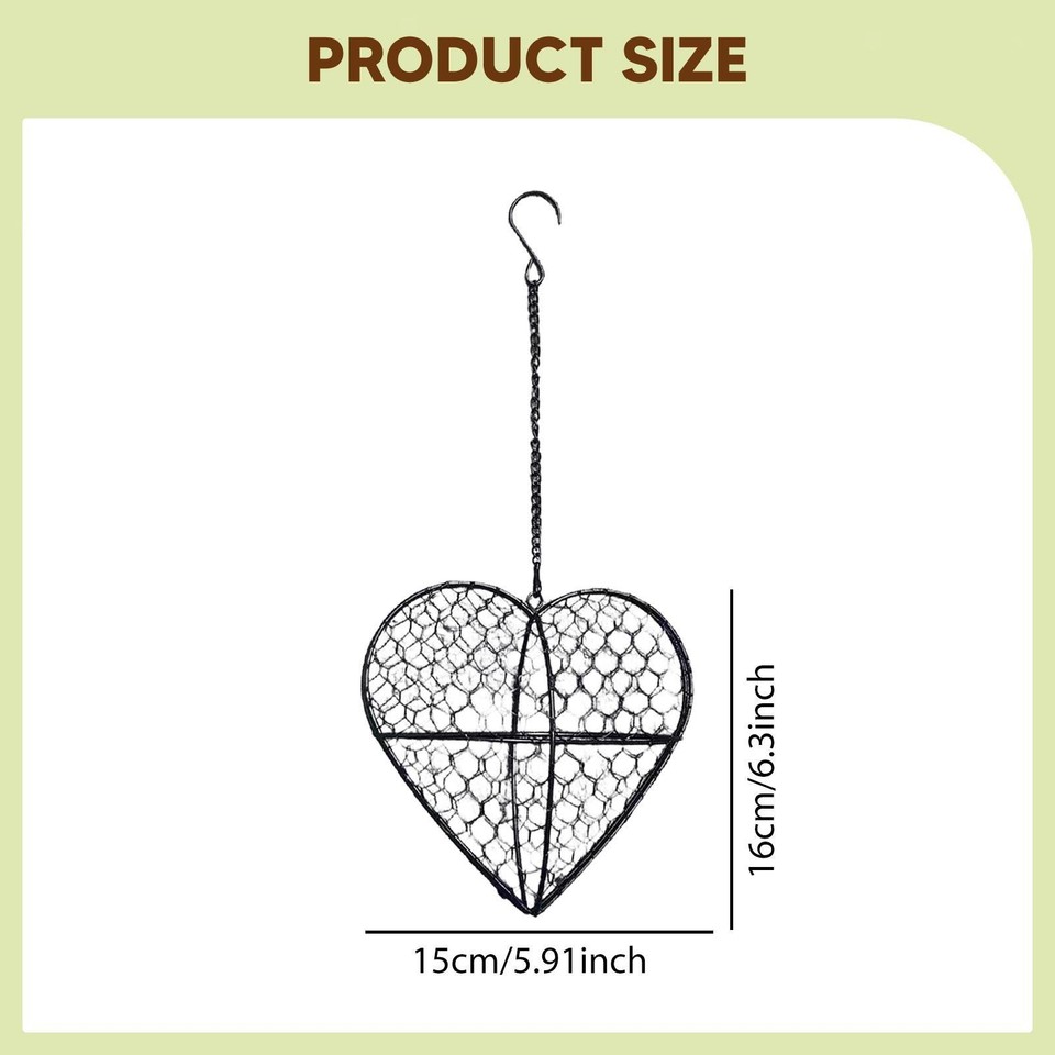 Heart Shaped Hanging Planter Metal Wire Frame with Chain & Hook Floral ...