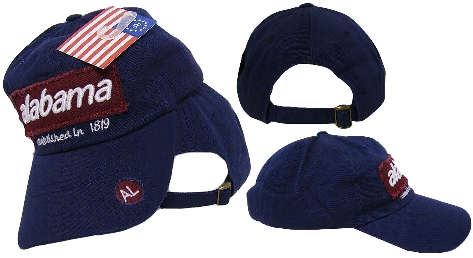 State of Alabama Established in 1819 AL Blue Embroidered Baseball Cap ...