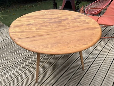 Ercol Drop-Leaf Plank Dining Table 384 Oval Mid-Century Blonde | eBay UK