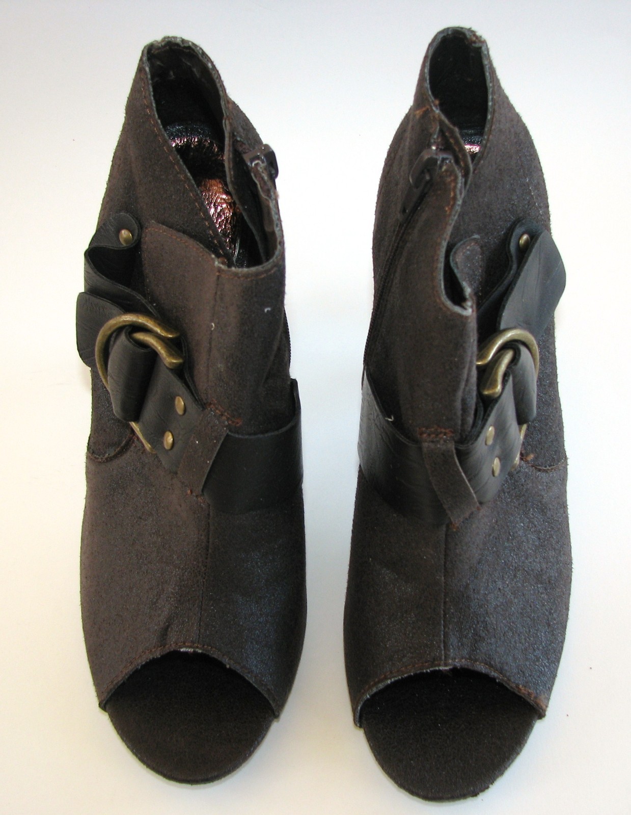 UNLISTED by KENNETH COLE DARK BROWN JACK RABBIT PEEP-TOE BOOTIE/HEELS ...