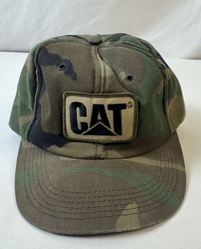 Vintage CAT Caterpillar Camo Snapback Hat / Cap Made In USA Tonkin Foam ...