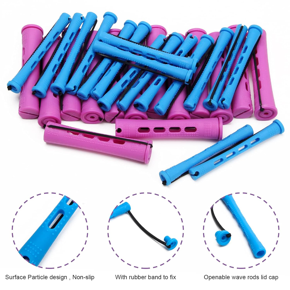 62 PCS Hair Perm Rods Set, 60 Short Cold Wave Rods Plastic Hair Curling ...