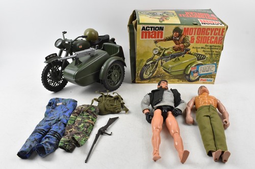 Vintage Action Man Toys incl. Palitoy Motorcycle & Sidecar & 2x Figures ...