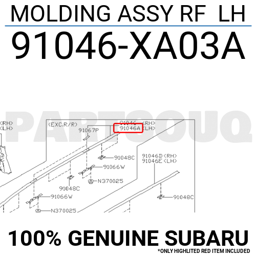 91046XA03A Genuine Subaru MOLDING ASSY RF LH 91046-XA03A | eBay