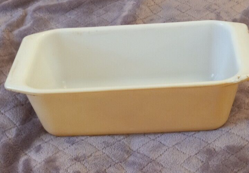 VINTAGE PYREX LOAF PAN #913 BEIGE/TAN and WHITE BREAD MEATLOAF BAKING ...