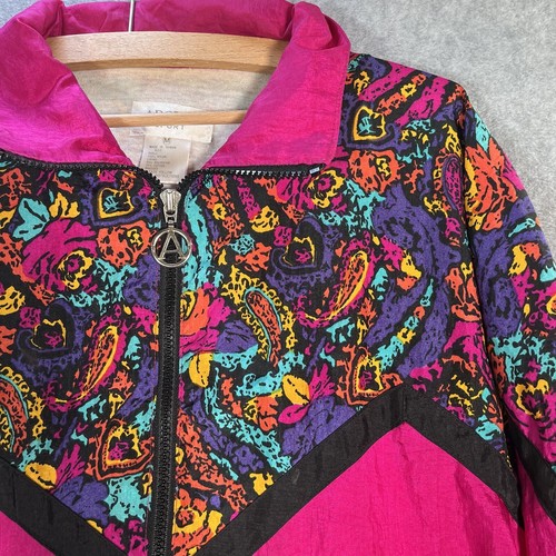 Adolfo Sport Track jacket Womens Medium Purple Loud 70s 80s Ugly Lined ...