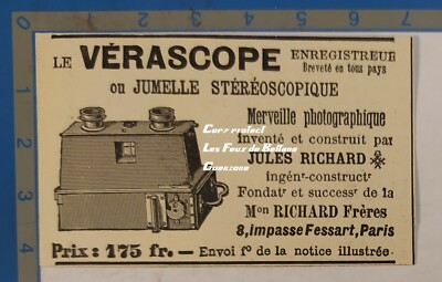 RICHARD VERASCOPE JUMELLE STEREOSCOPIQUE 1897 advert publicité | eBay