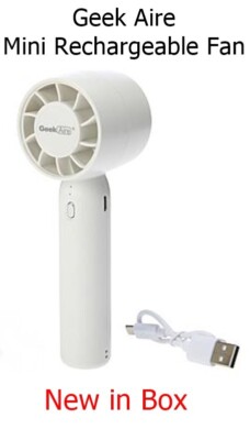 Geek Aire Mini Rechargeable White Fan | eBay
