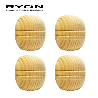 4 x Wooden Timber Round Bun Foot Feet Lounge Sofa Couch Furniture Leg ...