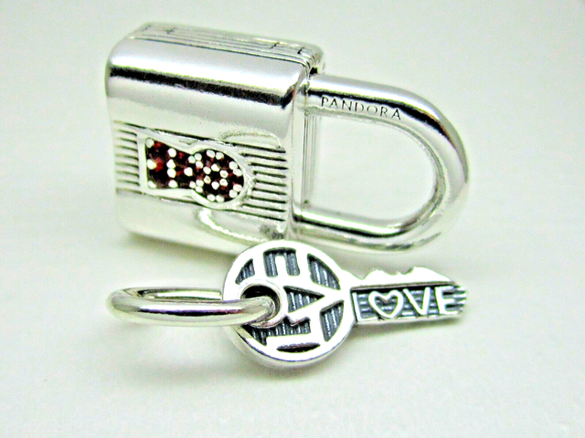 Authentic Pandora #790088C02 Padlock and Key Dangle Charm with Red ...