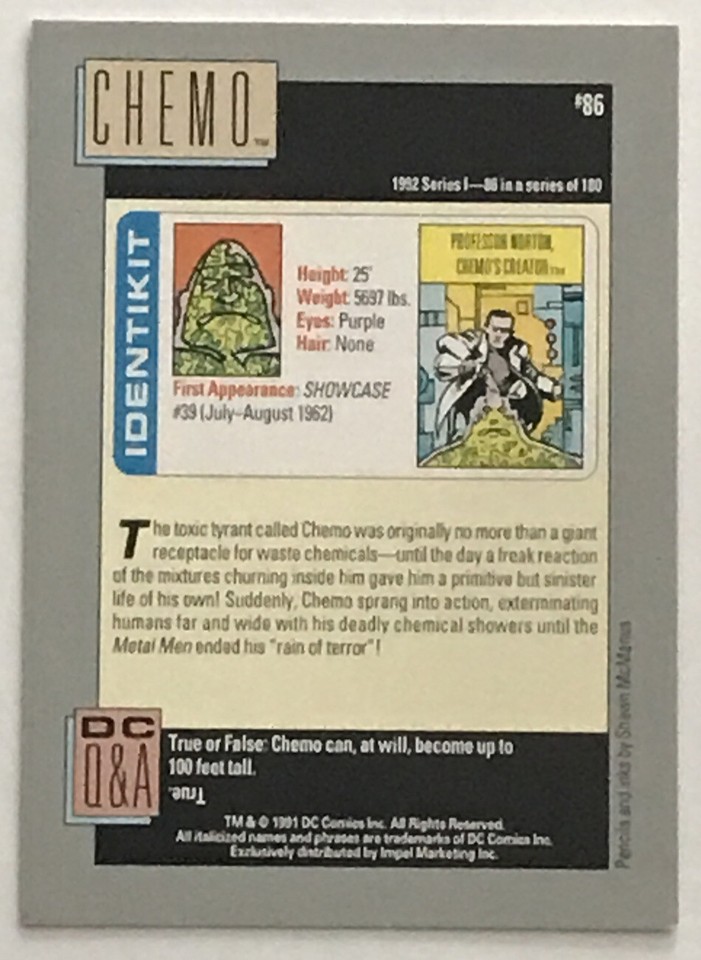 CHEMO DC Comics Impel Comic Card #86 Batman Villain Vintage 1991 | eBay