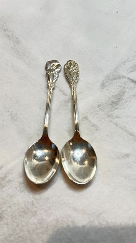 2 Vtg PRIMA Nilsjohan Sweden Silver Plate Floral Demitasse Spoons | eBay