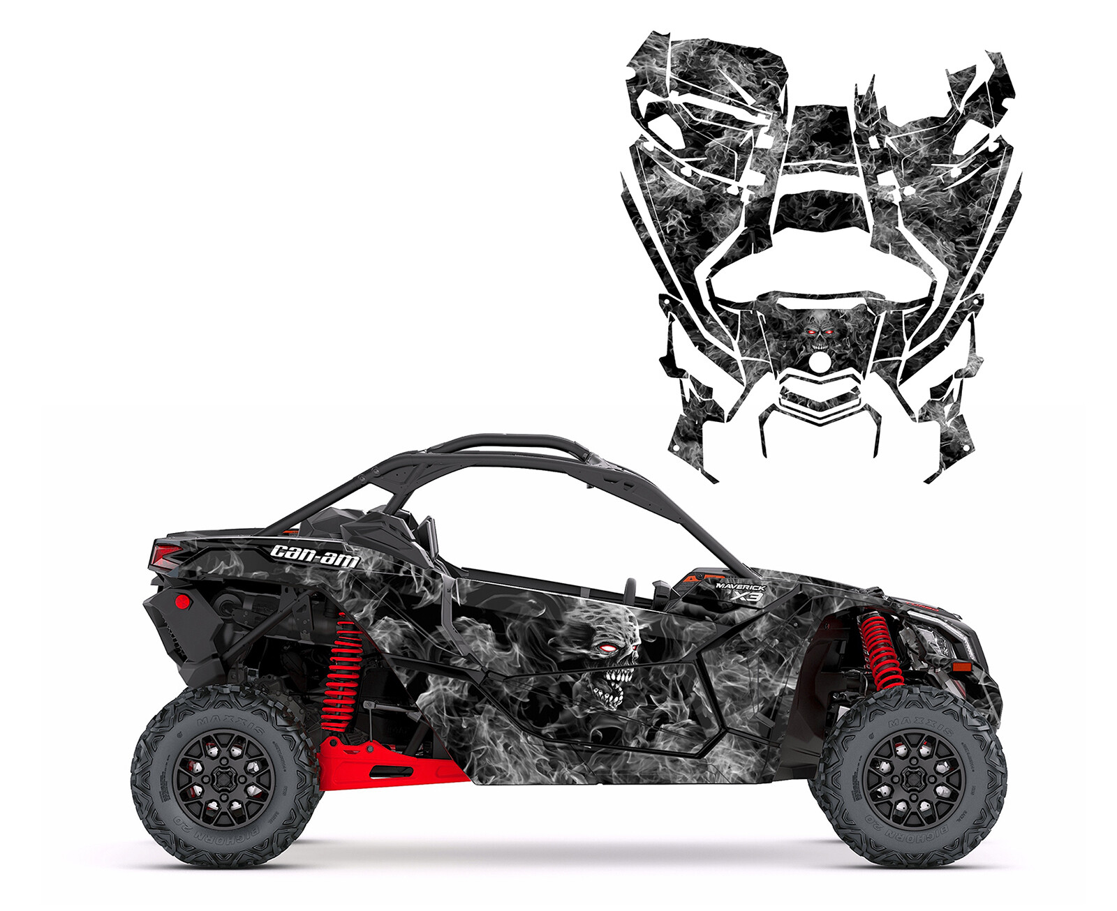 Can am Maverick X3 custom graphics wrap kit 24 mil thick Zombie Skull ...