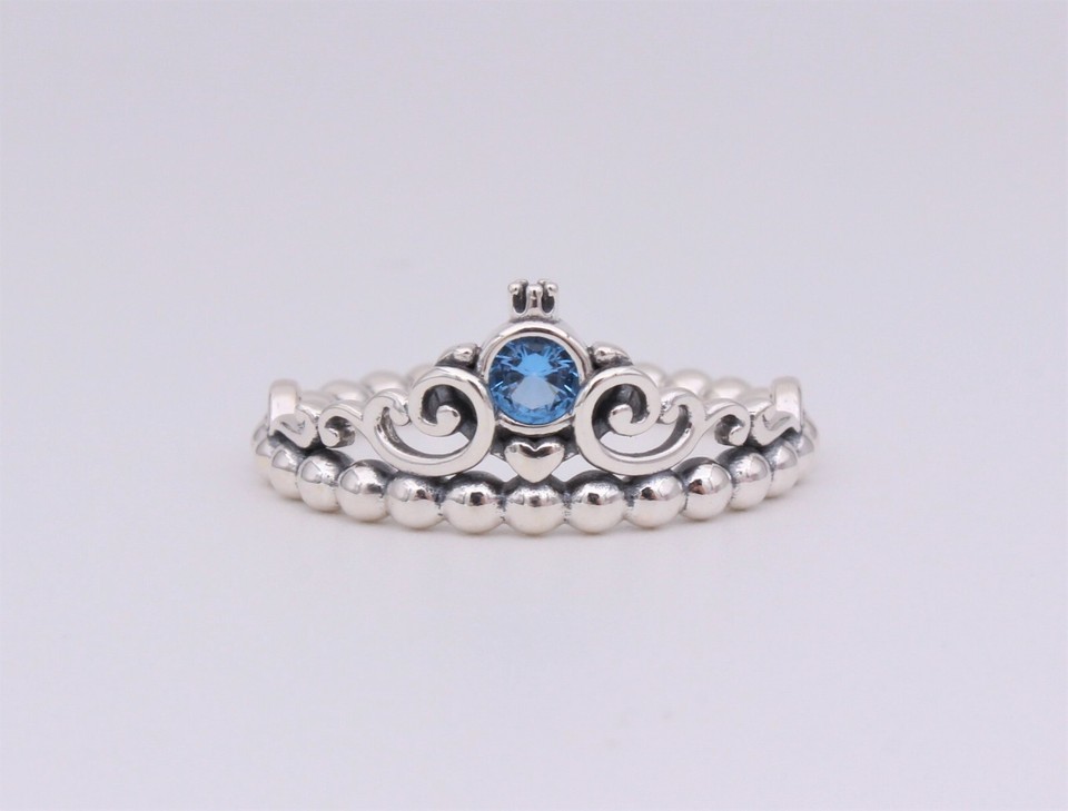 Size 6/52 Authentic PANDORA Disney Cinderella Blue Tiara Ring ...