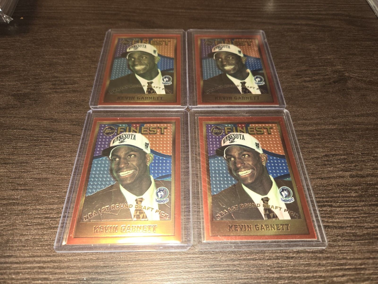 (4) 1995-96 Topps Finest Kevin Garnett Rookie Card RC #115 Timberwolves ...