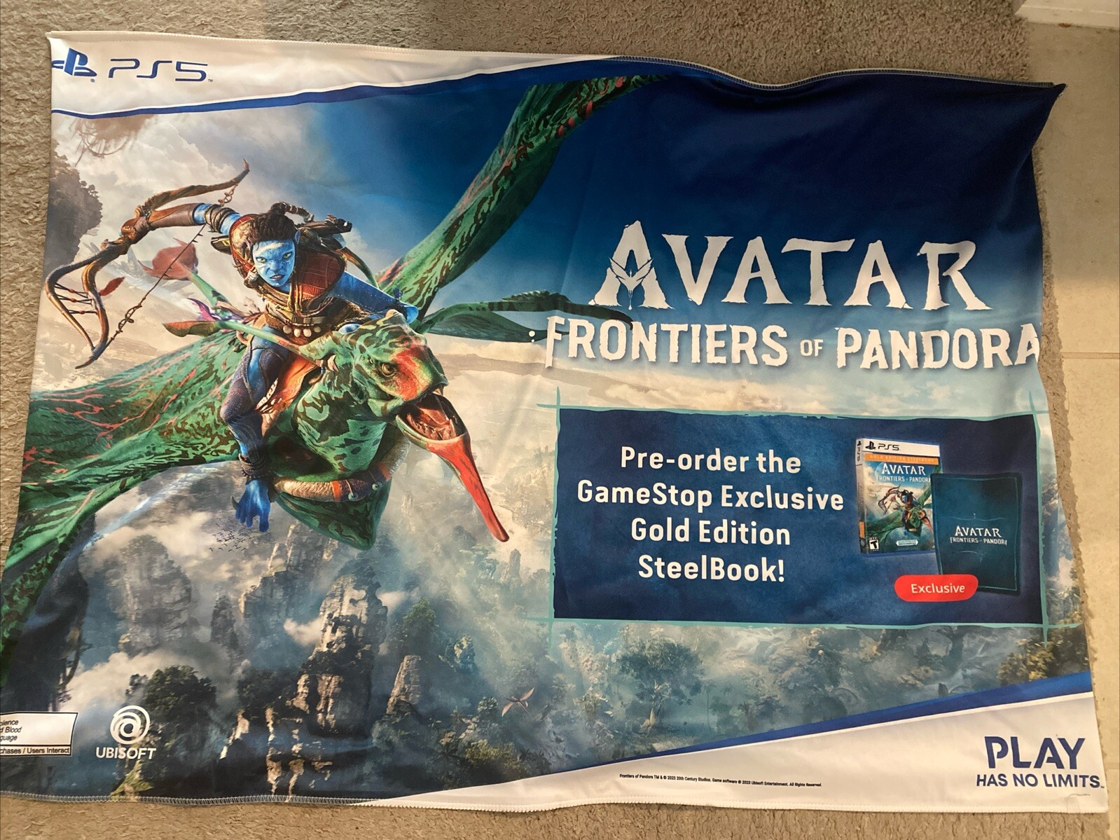 Avatar Frontiers Of Pandora PS5 Promo 48 x 34 GameStop Display Fabric ...