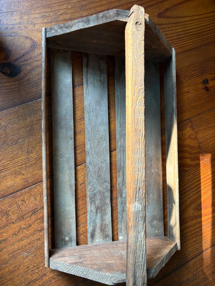 ATQ Primitive Berry Picking Wooden Carrier w/ 12 Old Terra Cotta Pots ...