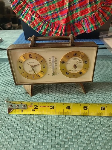VTG SEMCA CLOCK AND BAROMETER Not Tested. It TICKS When You Wind It Up ...