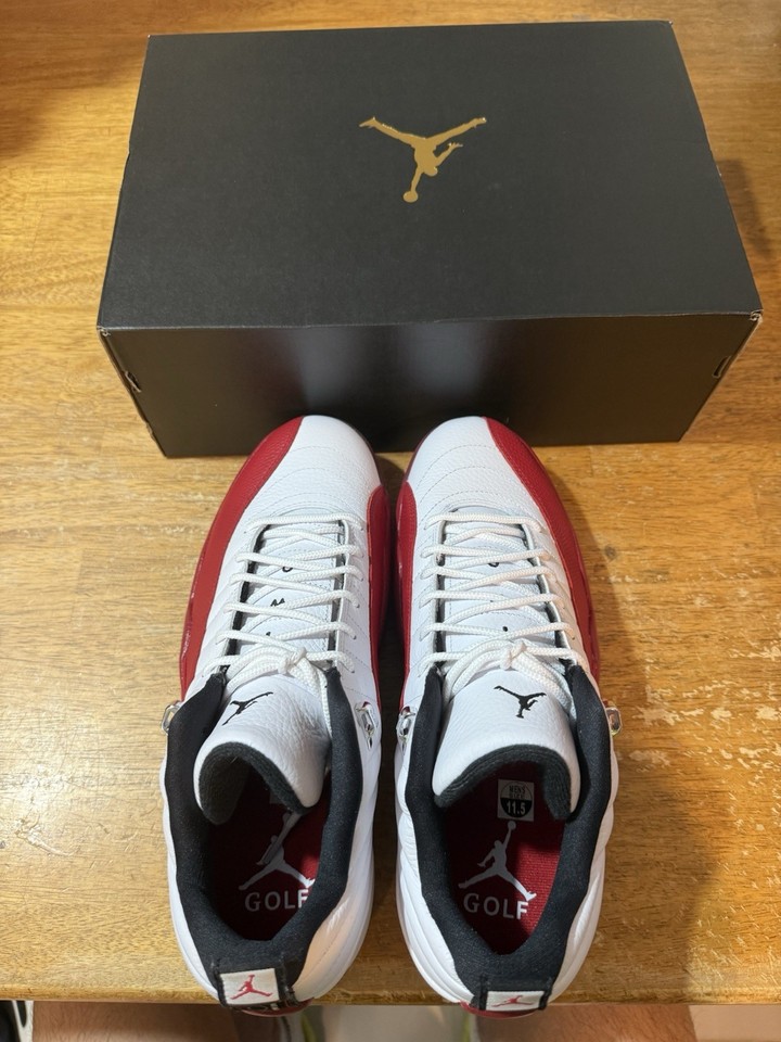 Men's Sizes 9-14 Air Jordan XII 12 Low Cherry Red Golf Shoes DH4120-161 ...