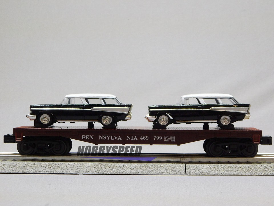 MTH RAILKING PENNSYLVANIA RAILROAD FLAT CAR W/ CHEVY NOMAD train 30 ...