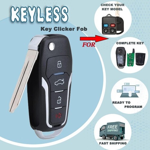 Replacement Upgraded Flip Remote Car Key Fob 4D63 Chip for Ford Lincoln ...