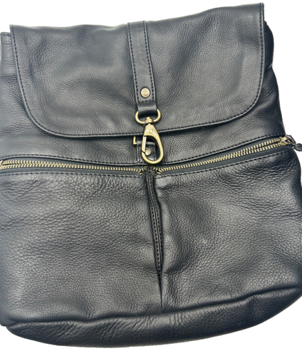 Fat Face Black Soft Leather Convertible Backpack bag Rucksack buckle ...